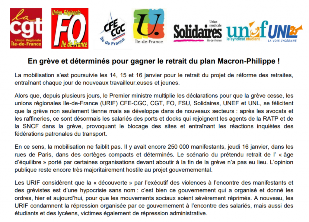 Manifestation unitaire régionale – CGT 91